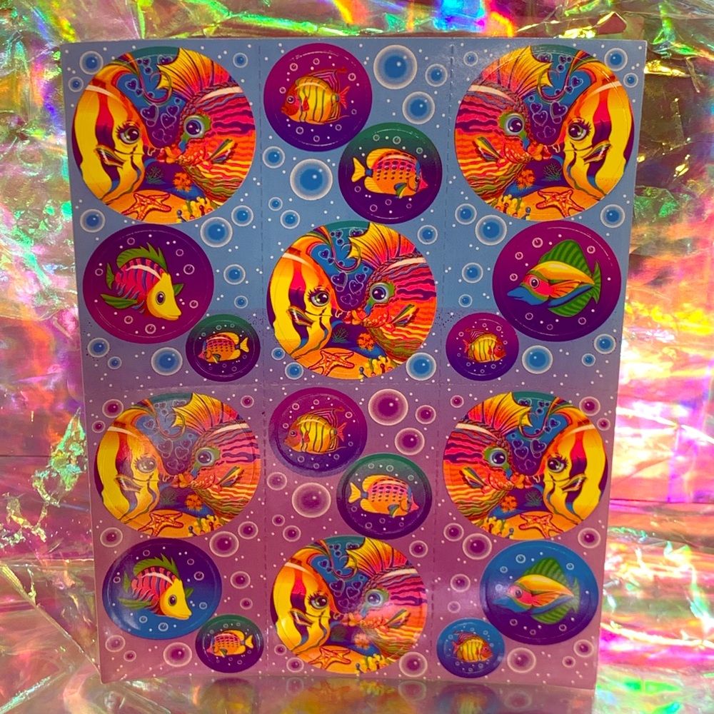 Lisa Frank Kissing Fish Full Sticker Sheet S212 - Gem